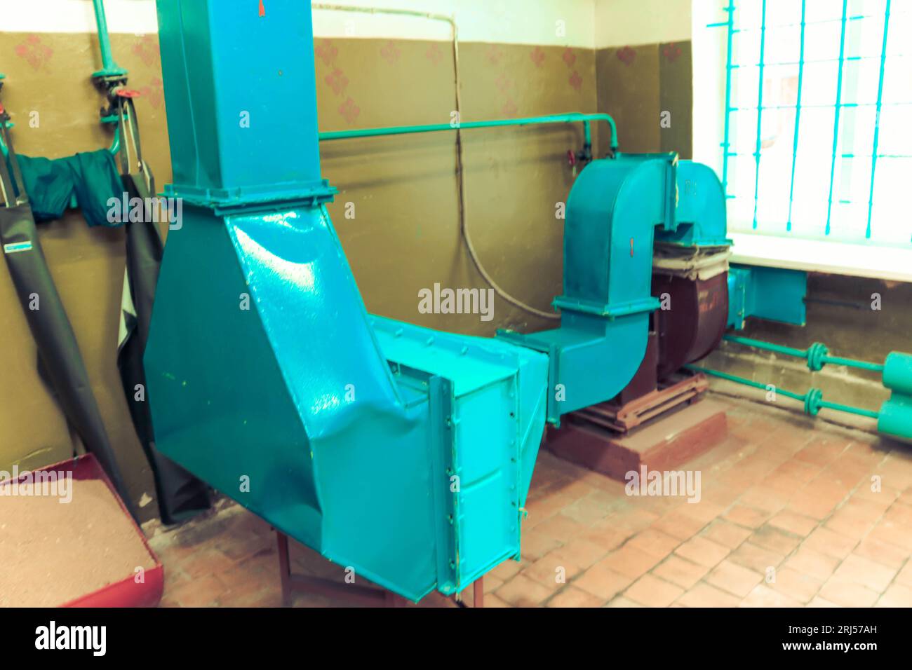 Large industrial square metal industrial professional blue hood at the ...