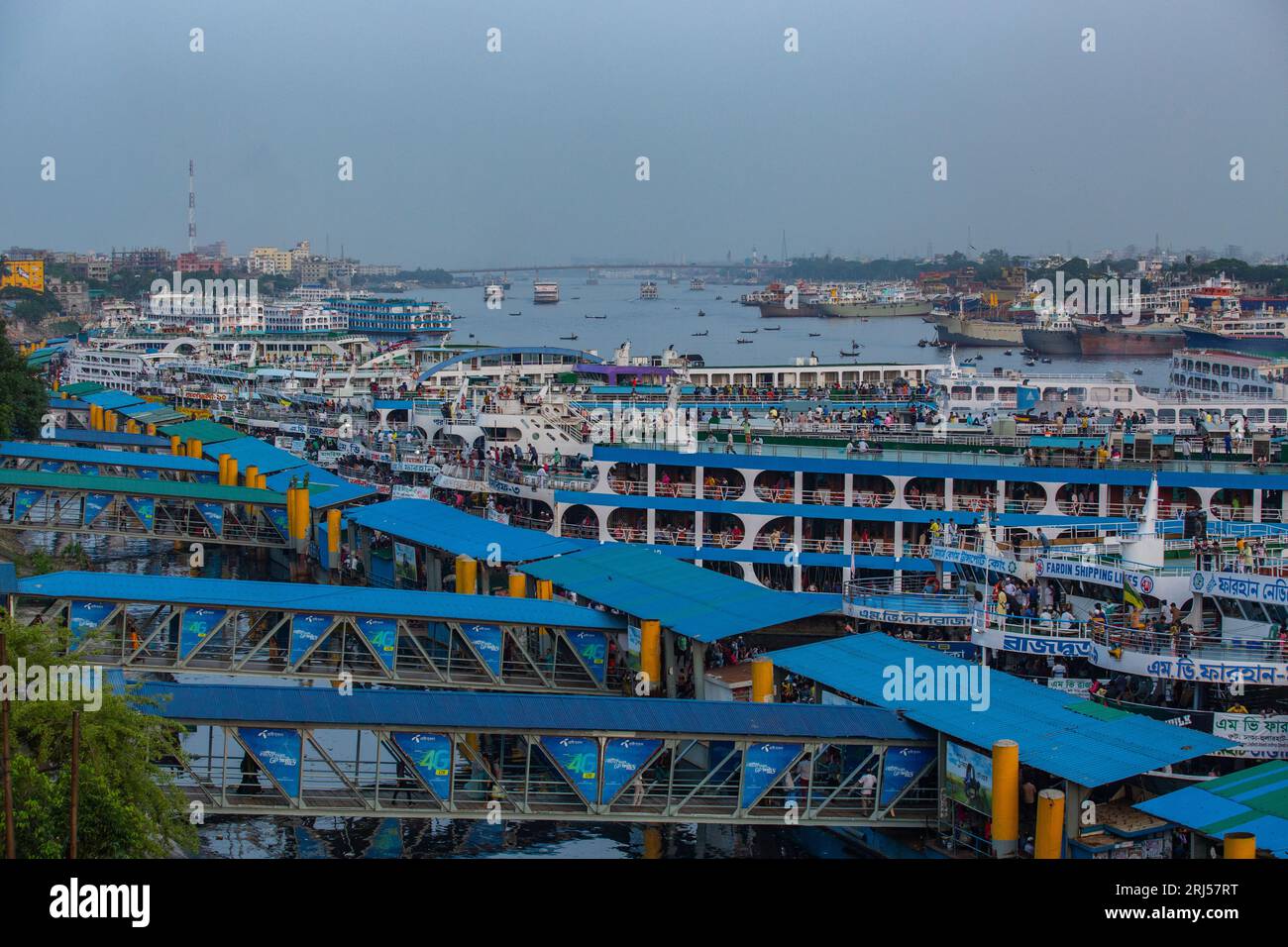 Hundreds of vessels anchored at the Sadarghat Launch Terminal in Old Dhaka, the main river port ...