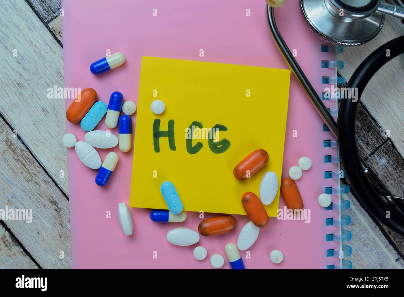 Concept Of Hcg Write On Sticky Notes With Stethoscope Isolated On