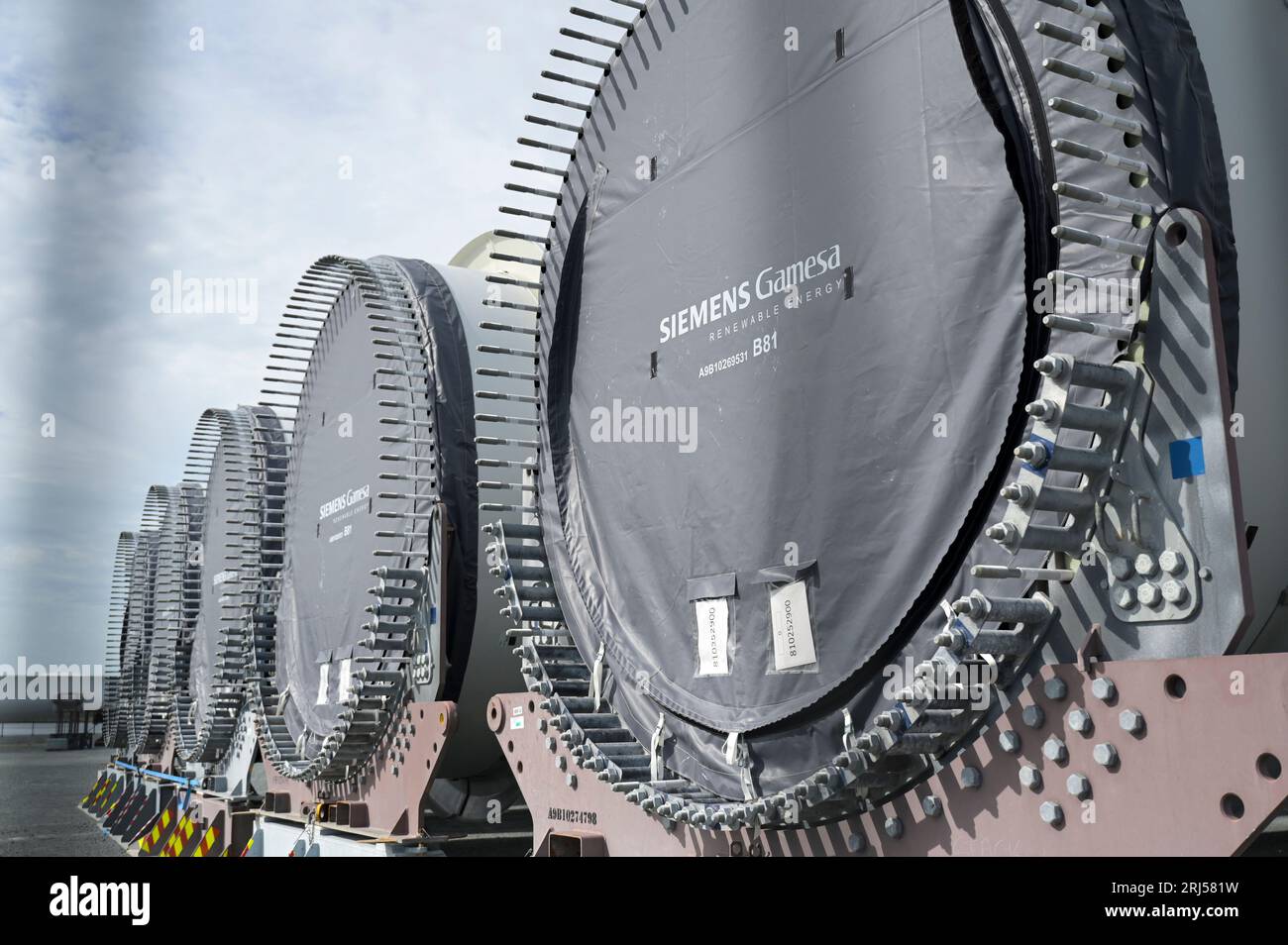 FRANCE, Le Havre port, Siemens Gamesa renewable energy SGRE production ...