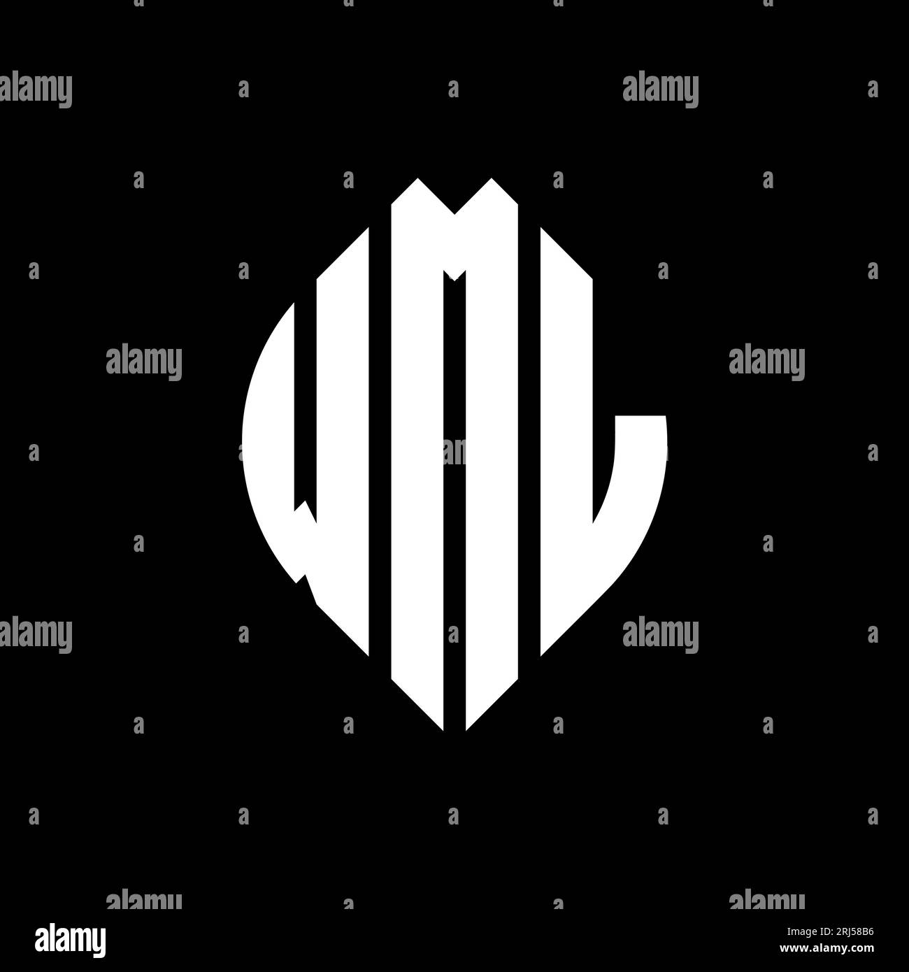 WML circle letter logo design with circle and ellipse shape. WML ...