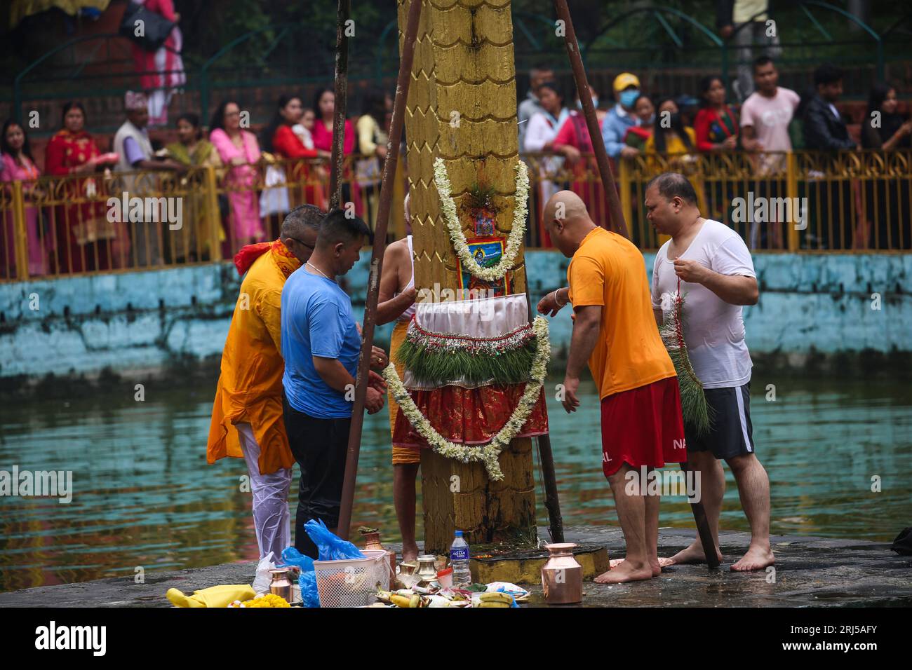 Kathmandu, Bagmati, Nepal. 21st Aug, 2023. People offer prayers during ...