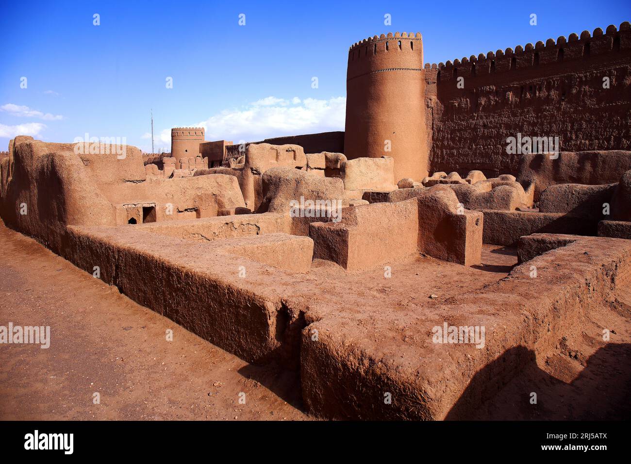 The well preserved medieval mud brick castle at Rayen, Iran Stock Photo ...