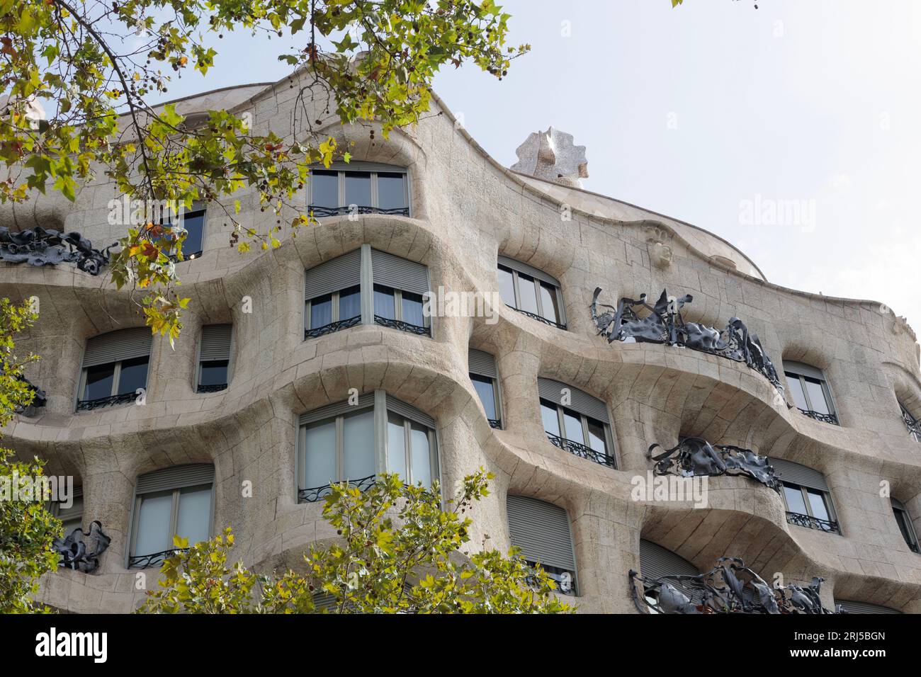 Exterior view of Casa Mila, popularly known as La Pedrera, a renowned ...
