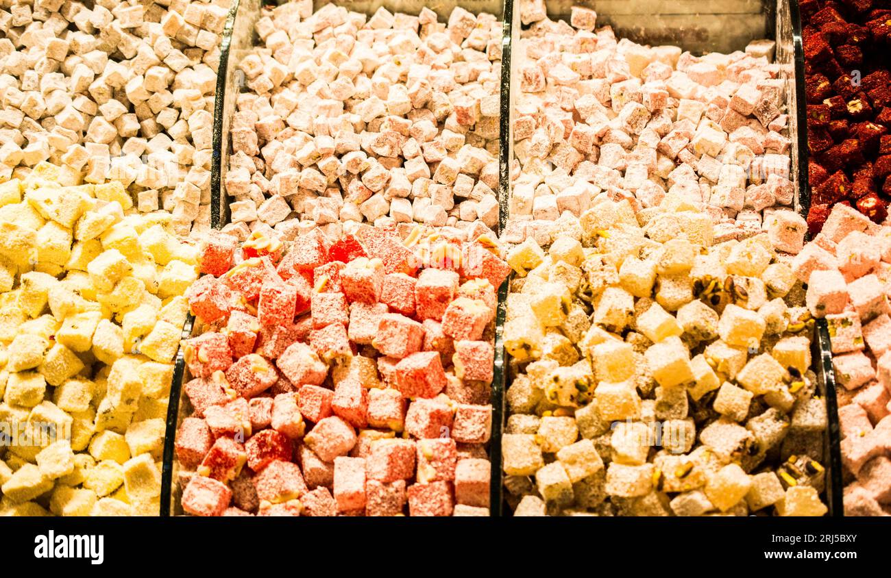 Traditional turkish delight lokum candy Stock Photo - Alamy