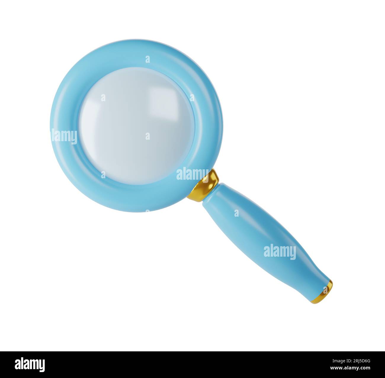 3d blue magnifying glass icon isolated with clipping path. Render ...