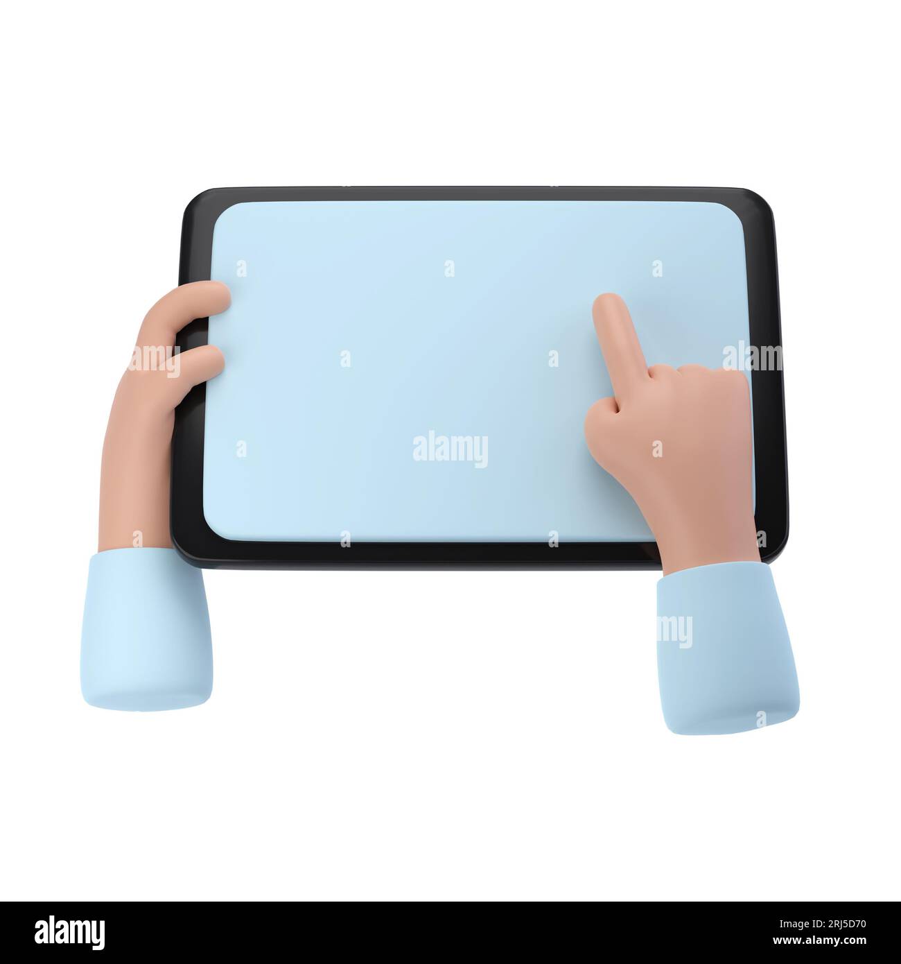 3D Hands using tablet mockup icon. Cartoon hand holding tablet isolated ...