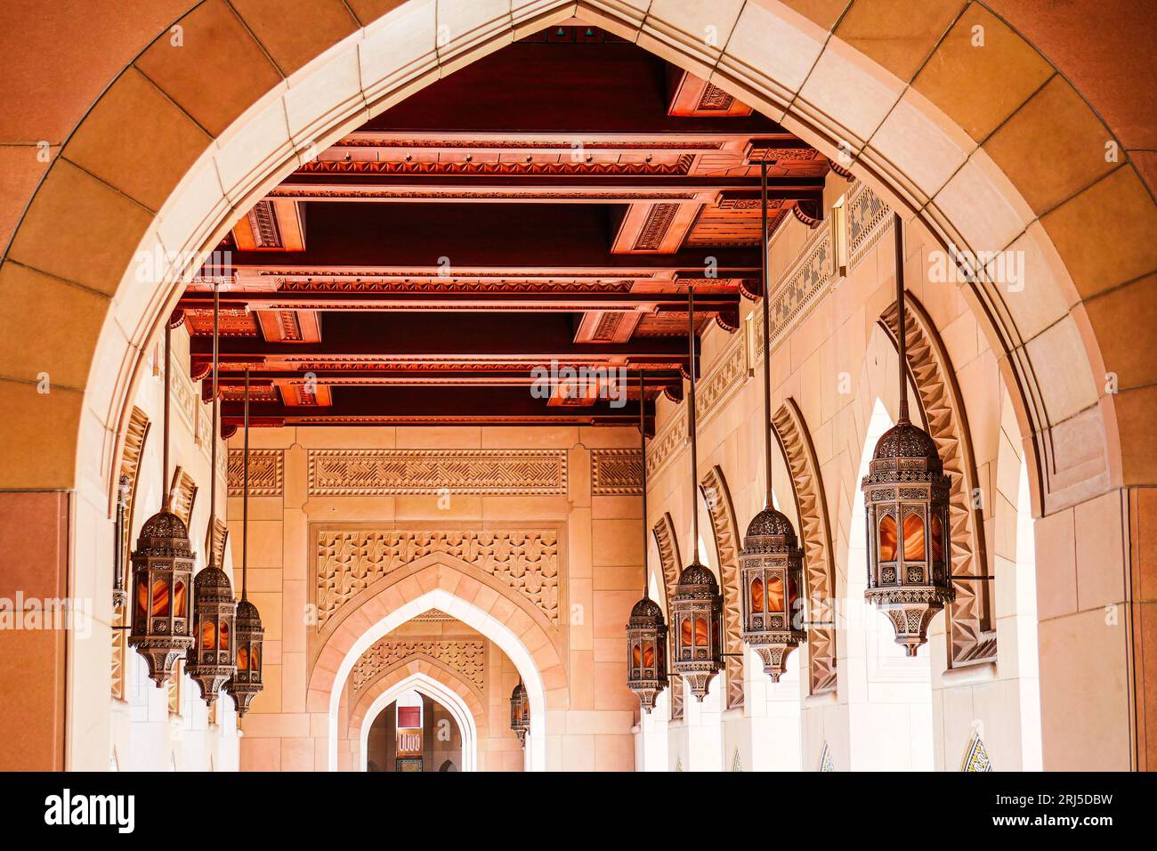 The majestic Sultan Qaboos Grand Mosque in Muscat, Oman, is a stunning ...