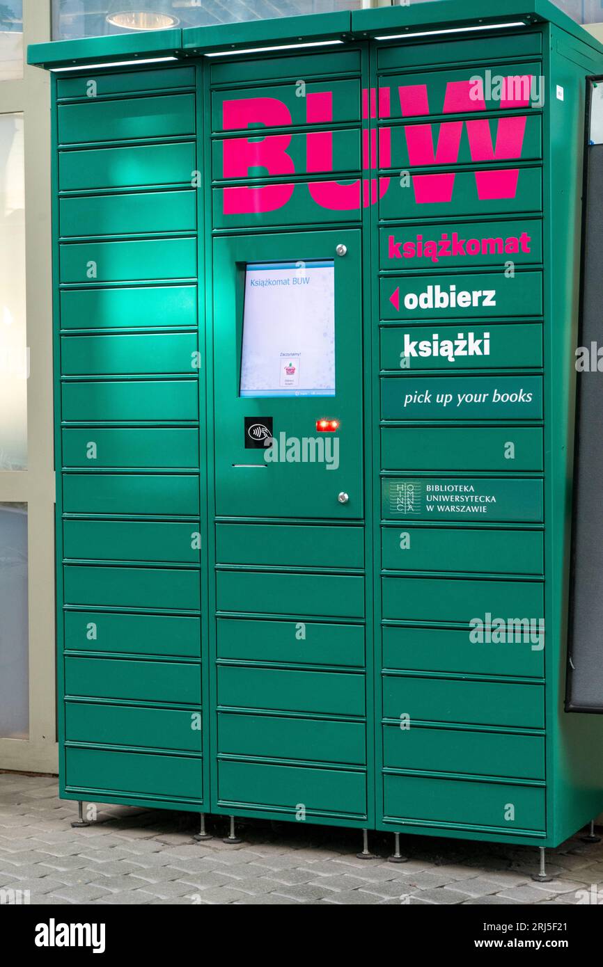 Metal cabinet with cells for contactless lending of books from the ...