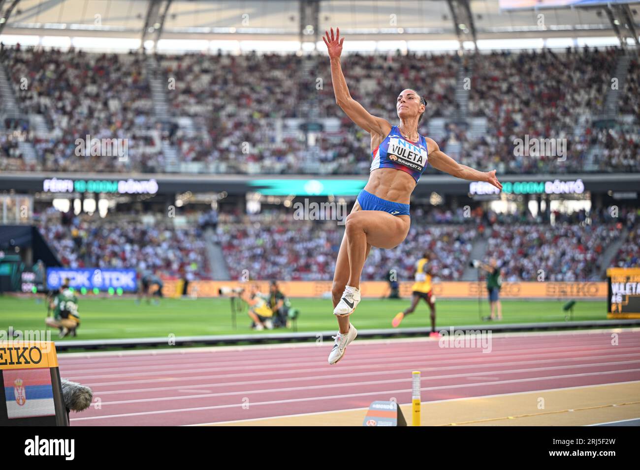 Ivana Vuleta jumping in the long jump at the 2023 World Championships ...