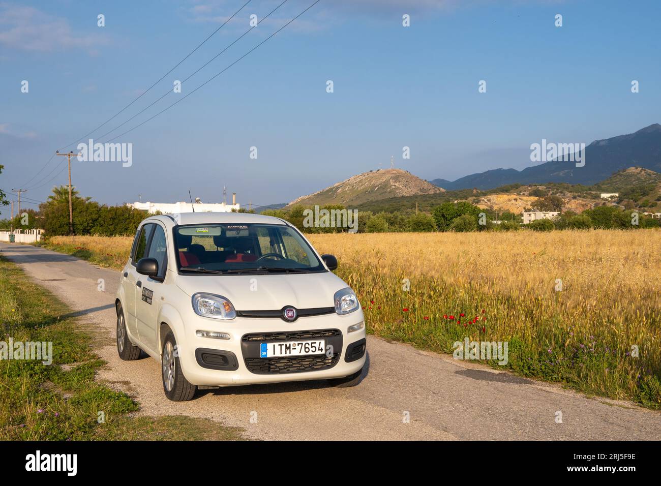 Kos, Greece - May 7, 2023: Fiat Panda car, a popular means of transport ...
