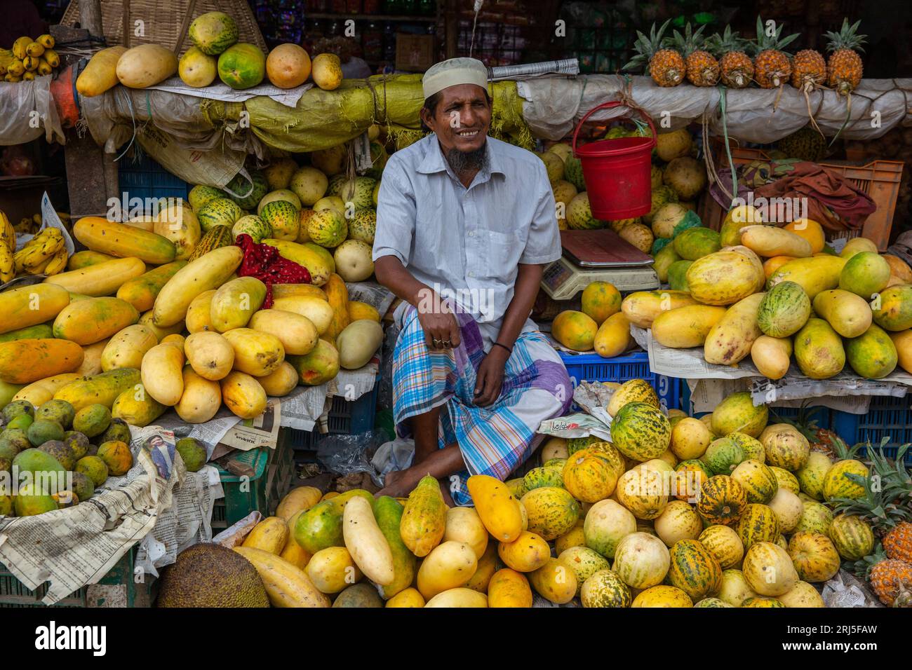 Fruits vendors at the Jurain Railgate Market where around 600 hawkers are running their ...