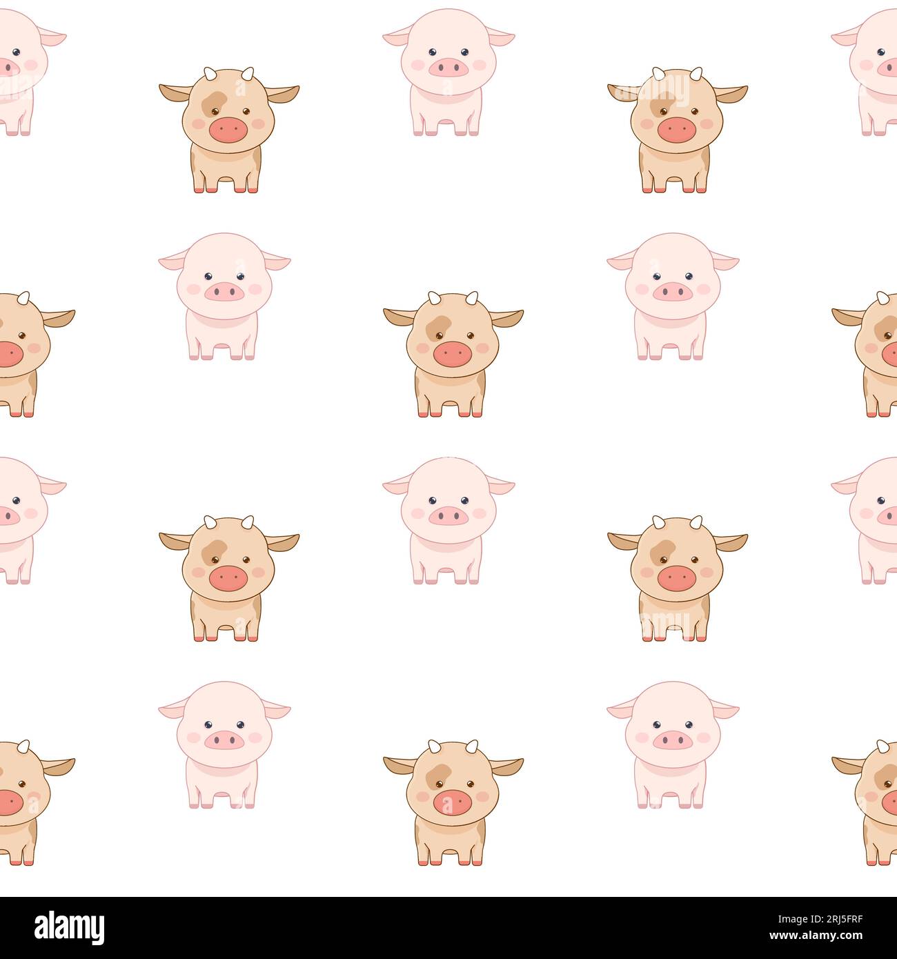 Pattern seamless animals cute farm animals cow, sheep, chicken, pig ...