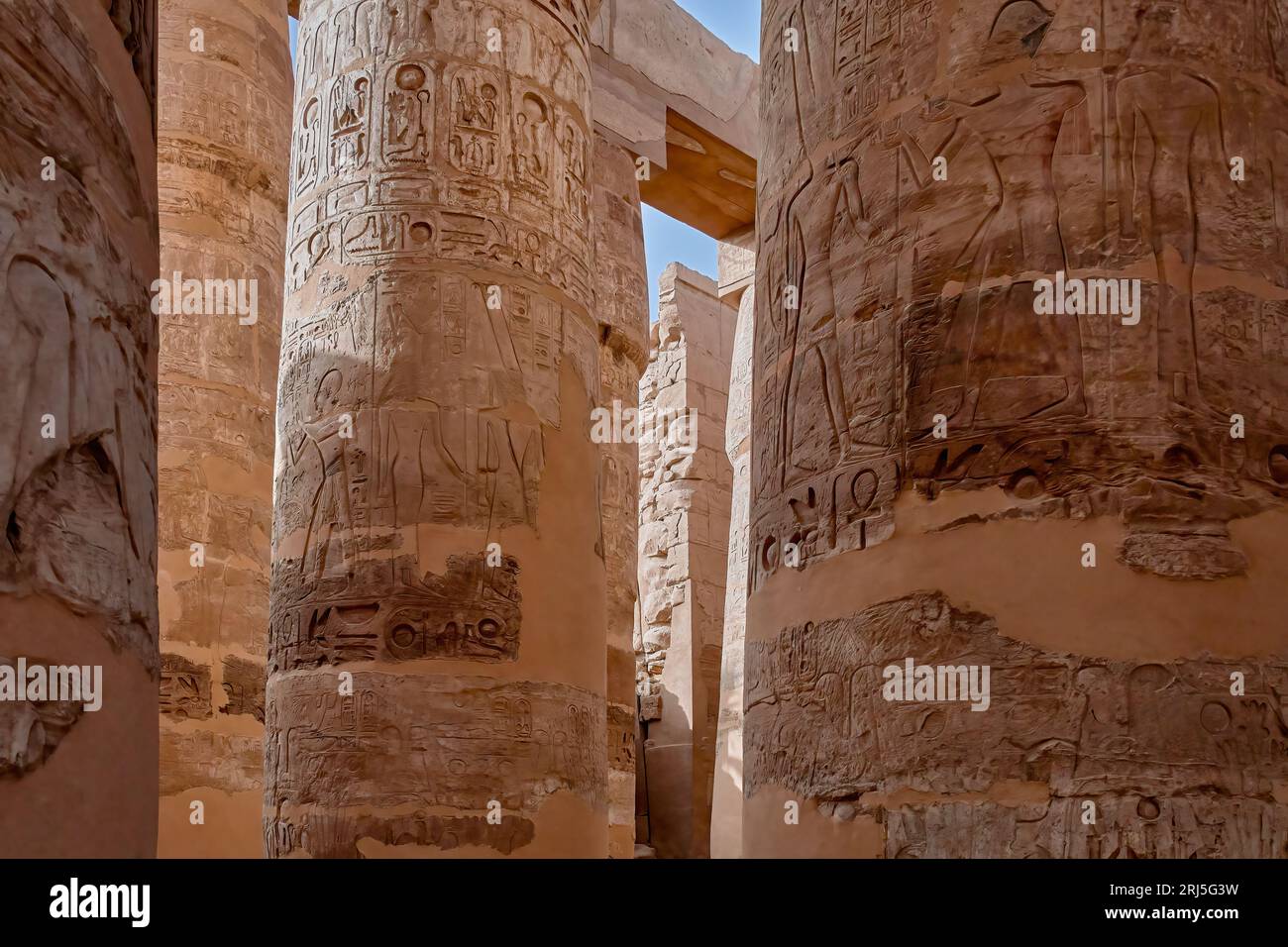 Low-angle shot of the detail of the columns with closed papyriform ...