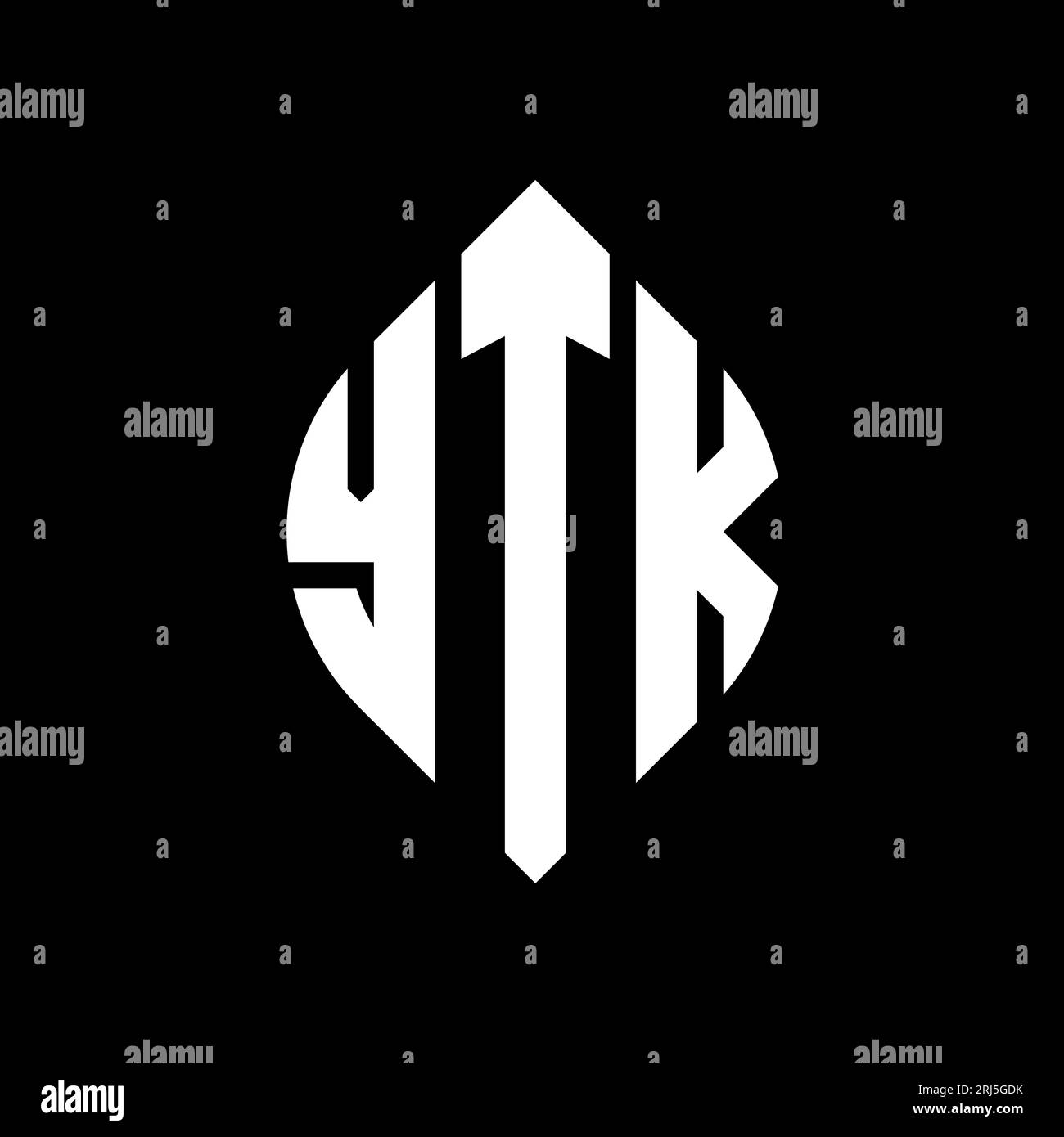 YTK circle letter logo design with circle and ellipse shape. YTK ...