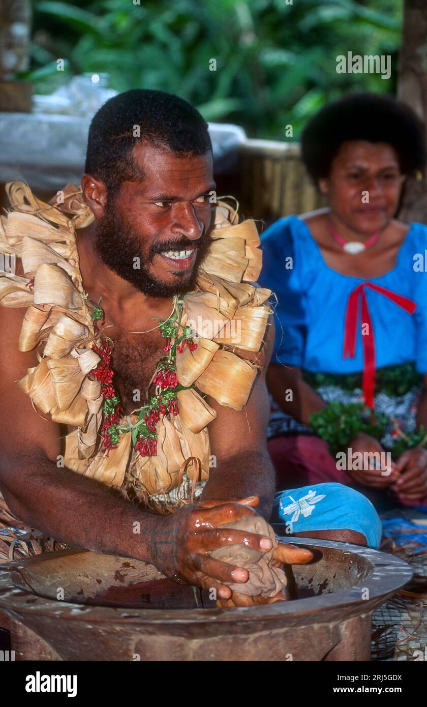 Preparing kava in a remote village in Viti Levu, Fiji Stock Photo - Alamy