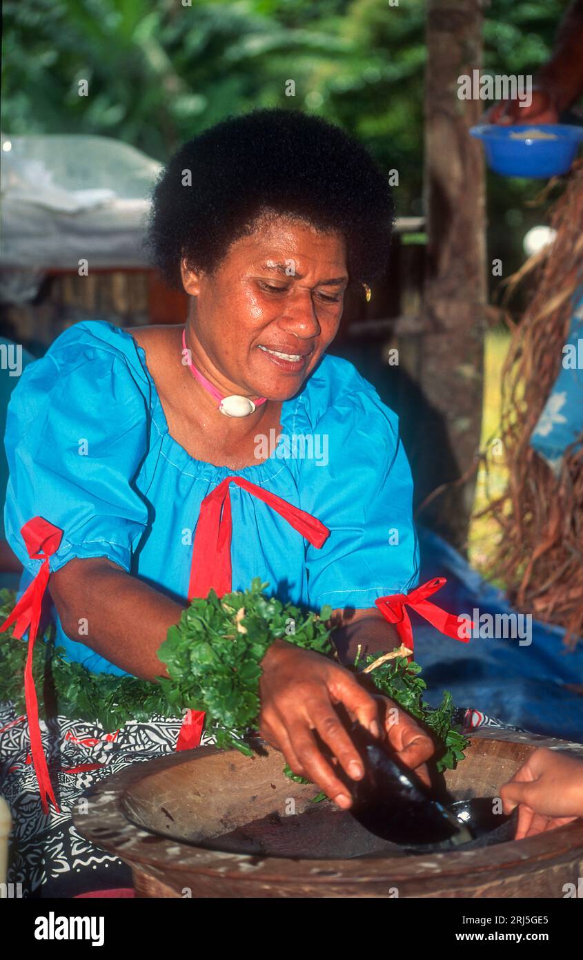 Preparing kava in a remote village in Viti Levu, Fiji Stock Photo - Alamy