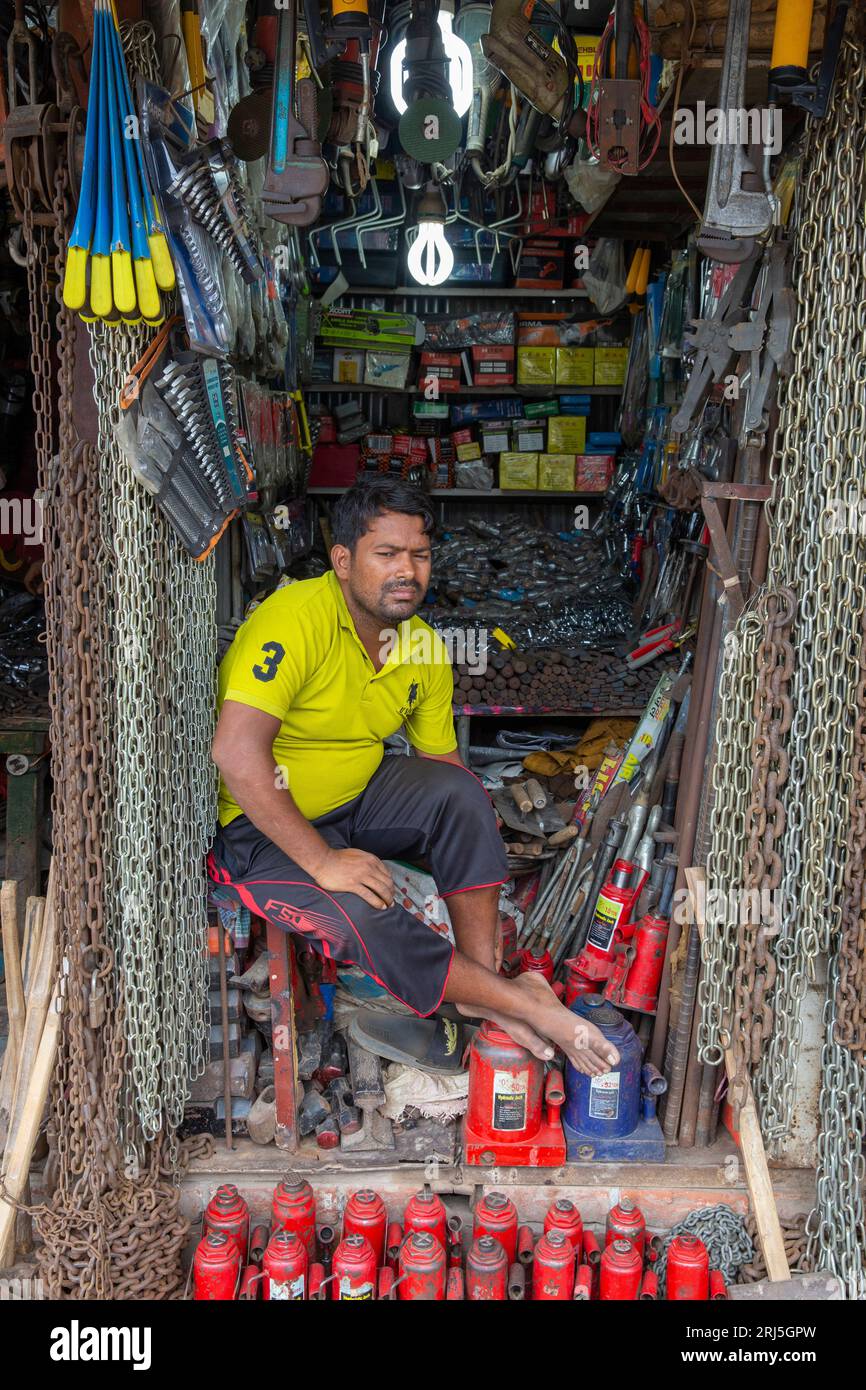 A hardware shop in dhaka at the Jurain Railgate Market where around 600 hawkers are running ...