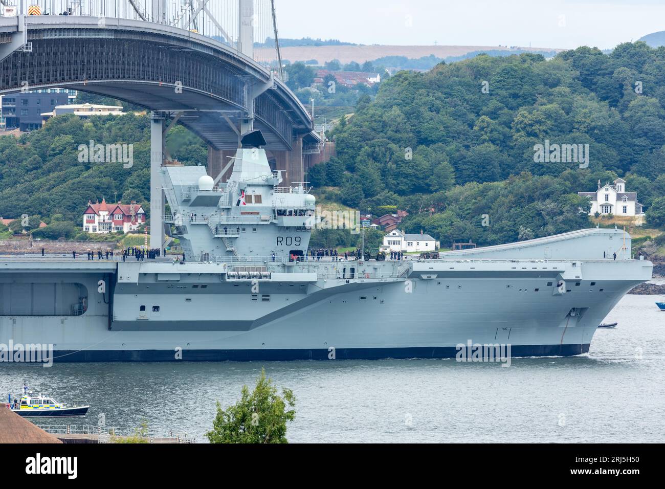 Aircraft Carrier HMS Prince Of Wales leaving the Port of Rosyth and ...