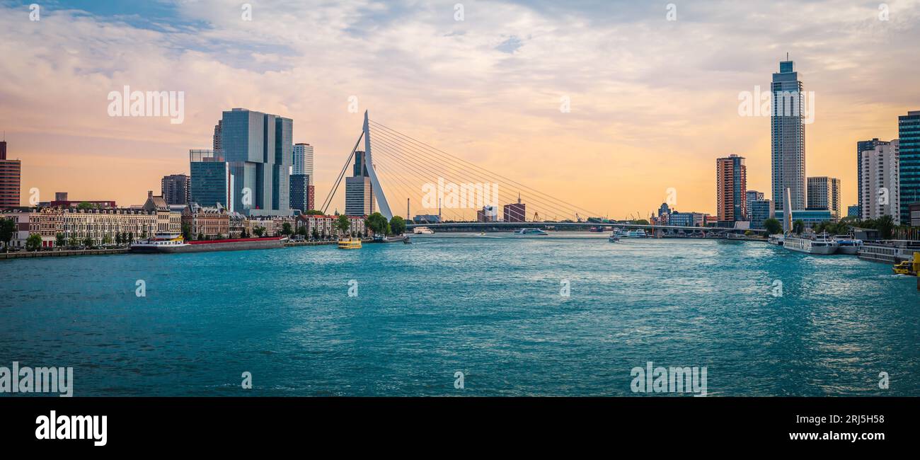 Rotterdam skyline at sunset. Panoramic view Stock Photo - Alamy