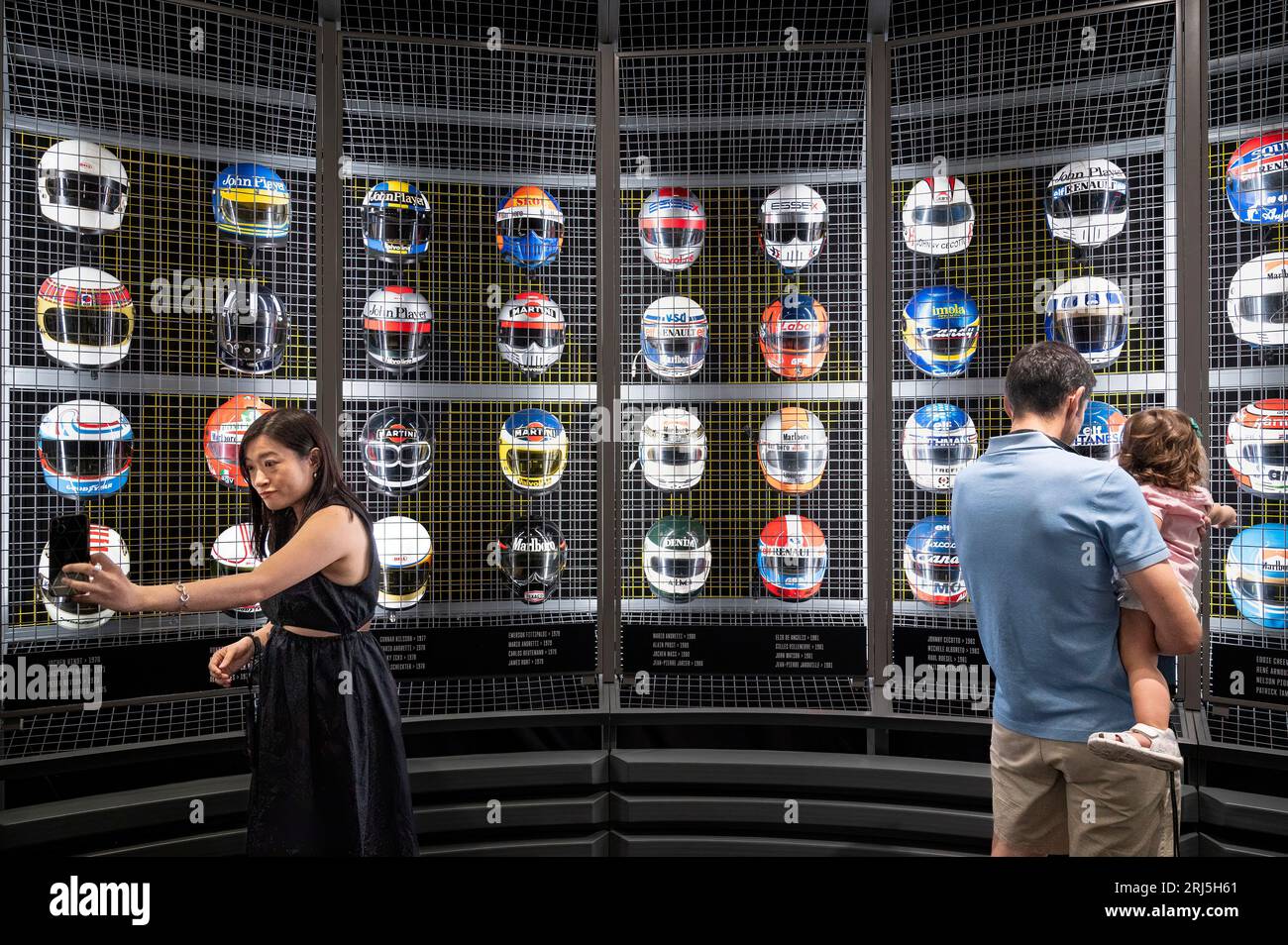 Madrid, Spain. 19th Aug, 2023. Visitors take photos of displayed F1 ...