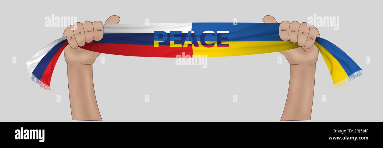 3D illustration. Hand holding flag of BRICS on a fabric ribbon ...