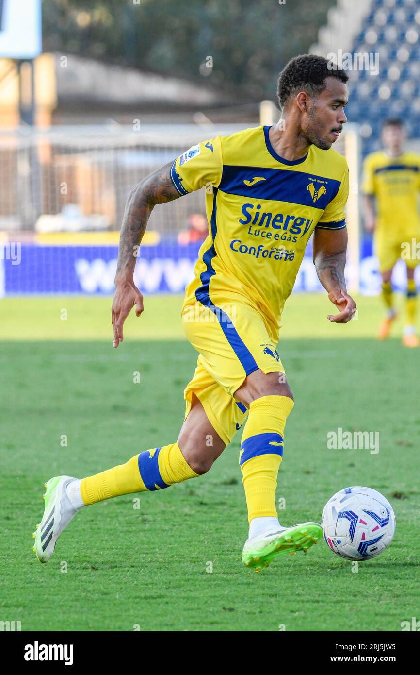 Empoli, Italy. 19th Aug, 2023. Hellas Verona's Cyril Ngonge during ...