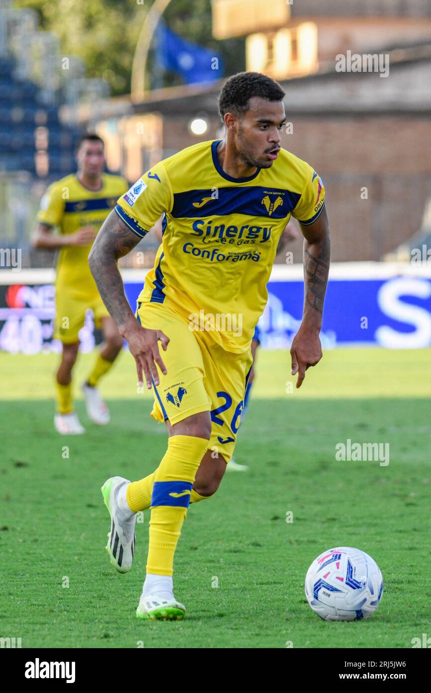 Empoli, Italy. 19th Aug, 2023. Hellas Verona's Cyril Ngonge during ...