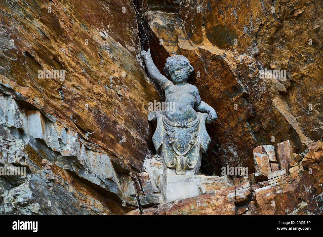 Portmeirion italian style village in Gwynedd, North Wales,UK Cupid in ...