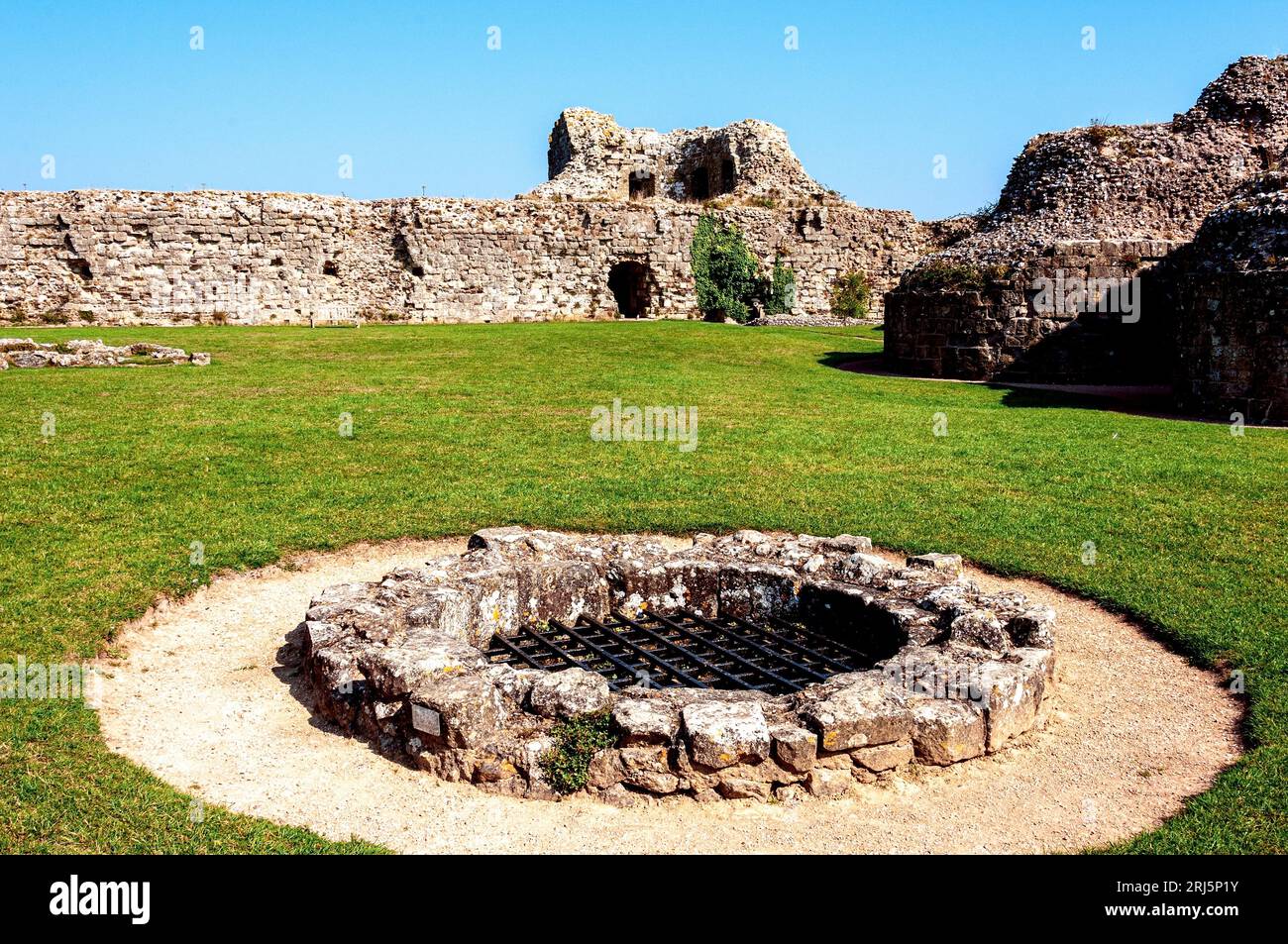 The well fitted with an iron grid at the top inside the inner bailey of ...