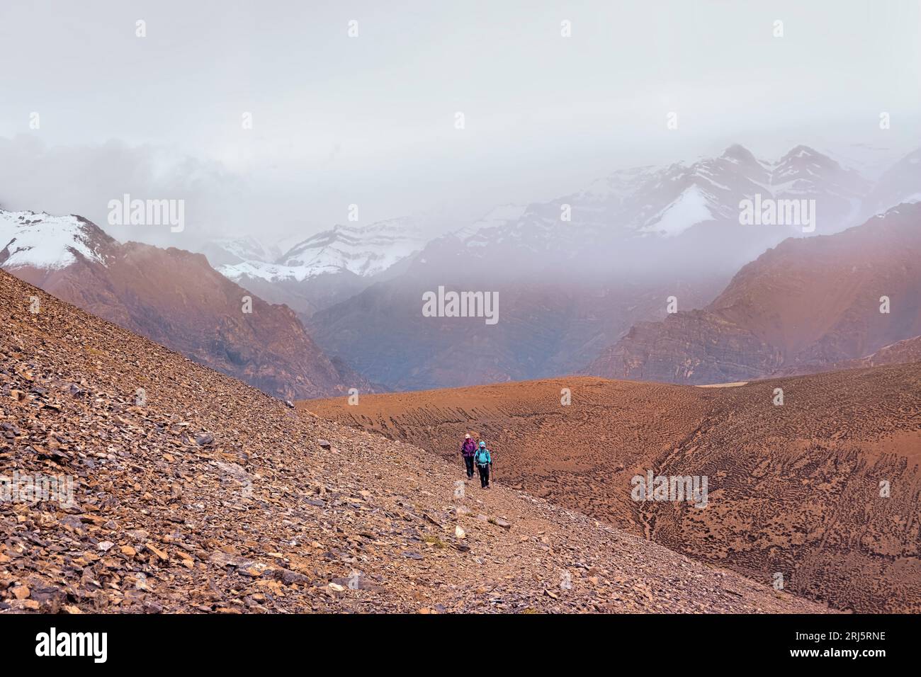 Trekking to the Nialo Kontse La Pass, Zanskar, Ladakh, India Stock ...
