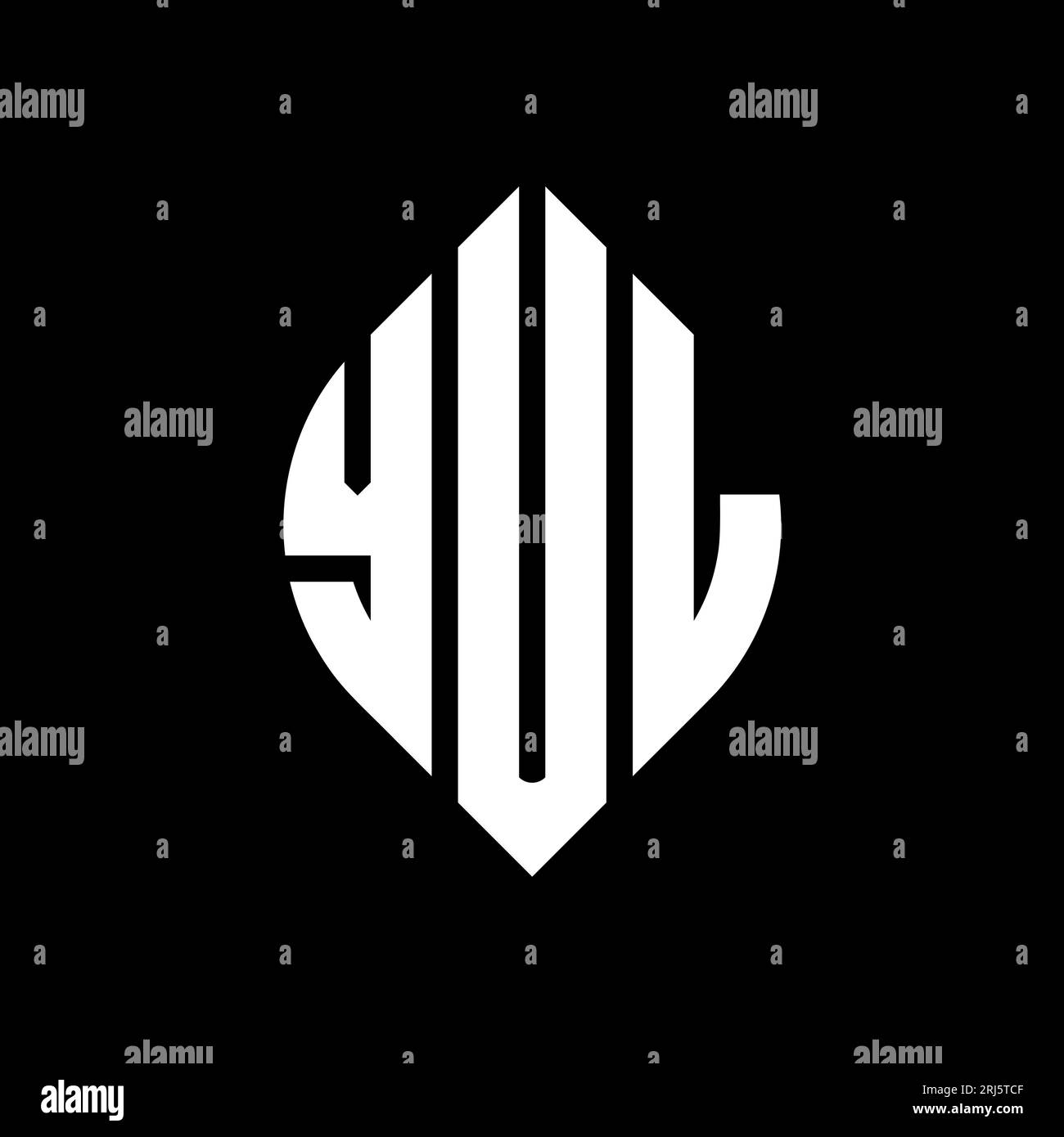 YUL circle letter logo design with circle and ellipse shape. YUL ...