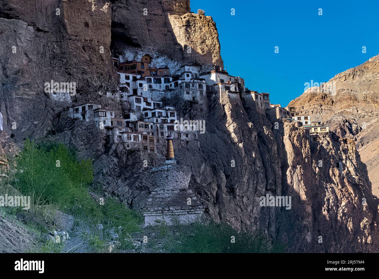 Phuktal Monastery built right into the side of a cliff, seen on a trek ...