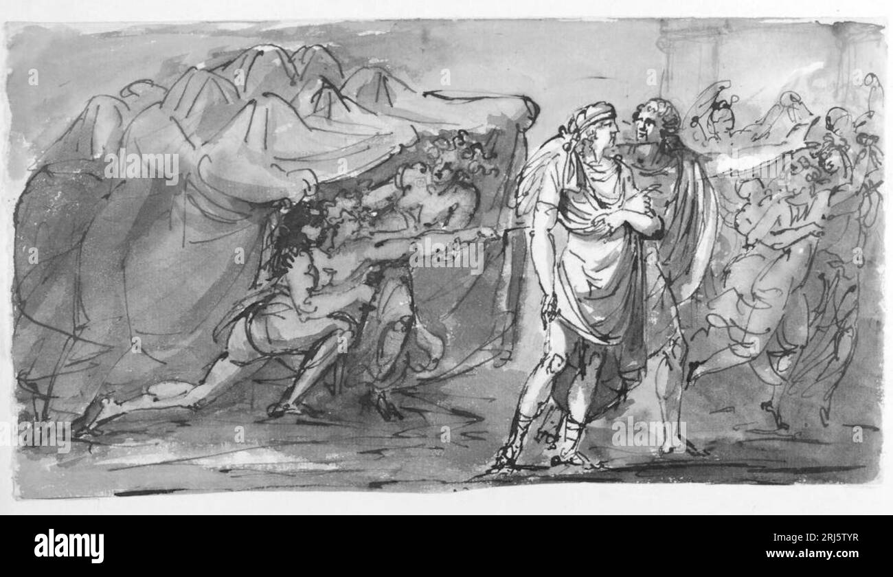 Allegori över attentatet mot Gustav III på operan by Johan Tobias ...