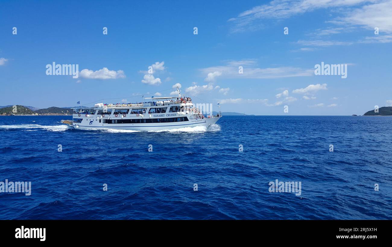 Skiathos, Greece - August 2023: Cruise ship with tourists named ...