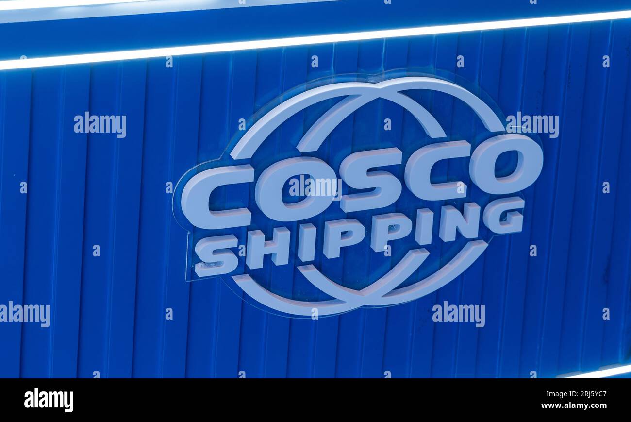 The logo of China Ocean Shipping Group(cosco), the largest national ...