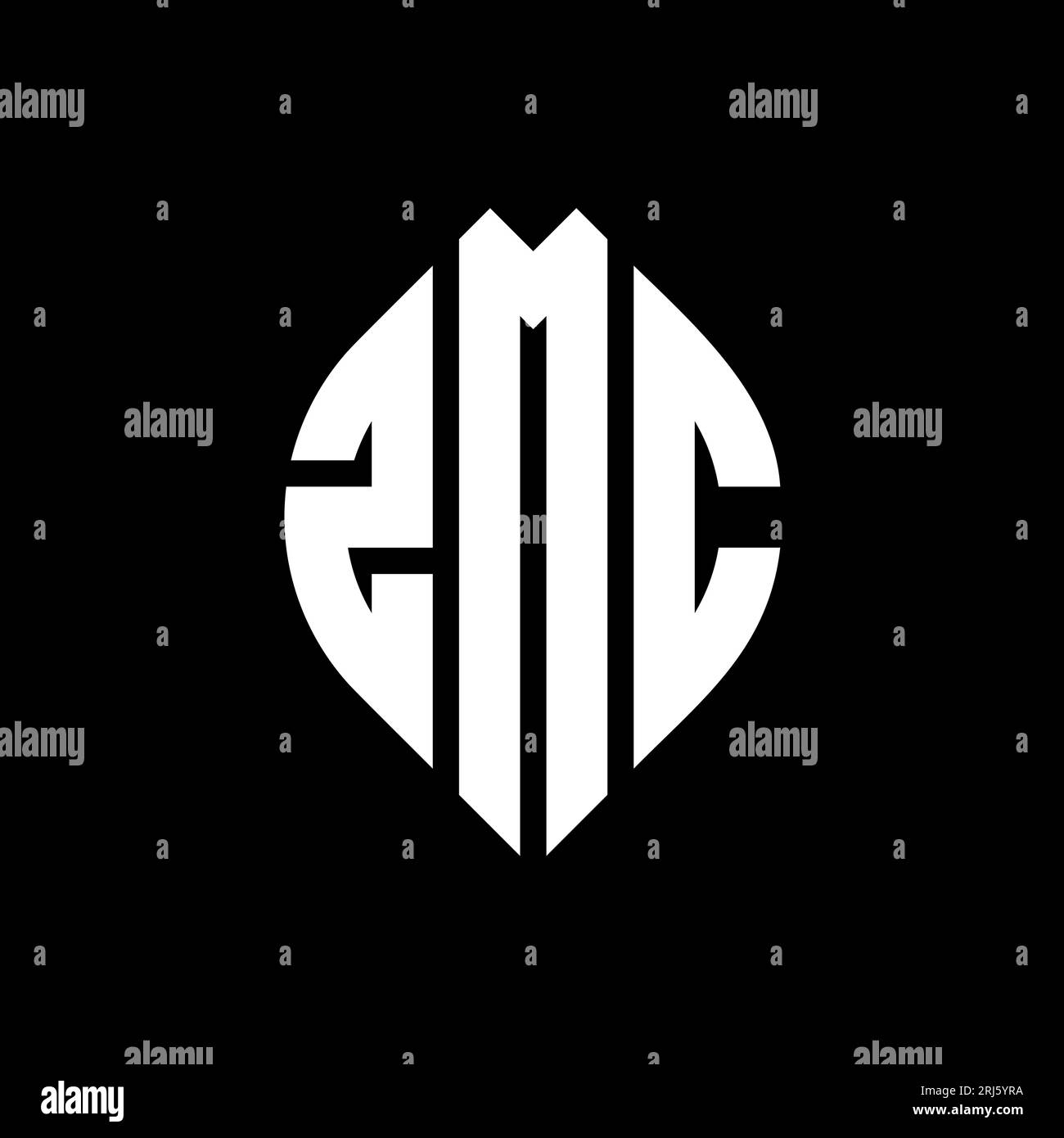 ZMC circle letter logo design with circle and ellipse shape. ZMC ...