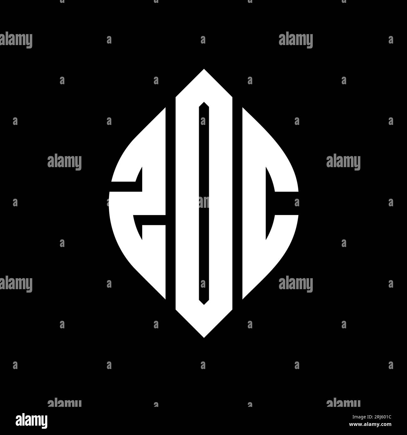ZOC circle letter logo design with circle and ellipse shape. ZOC ellipse letters with ...