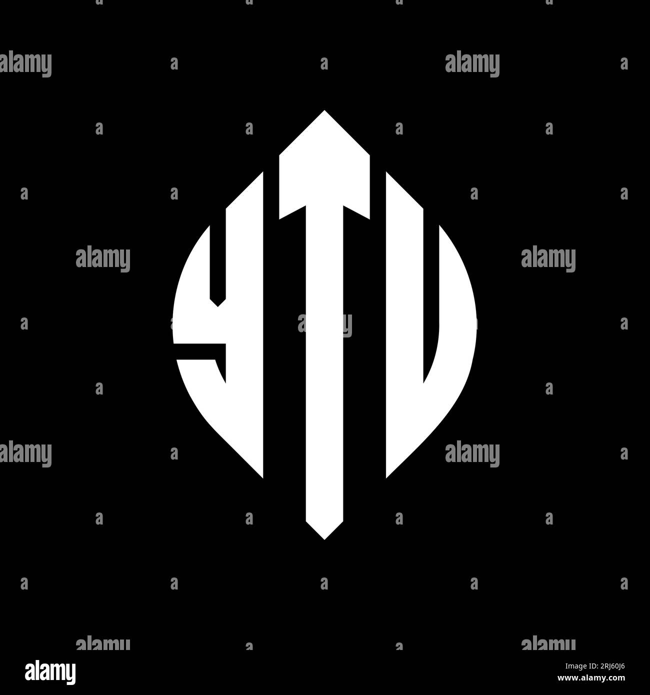 YTU circle letter logo design with circle and ellipse shape. YTU ...