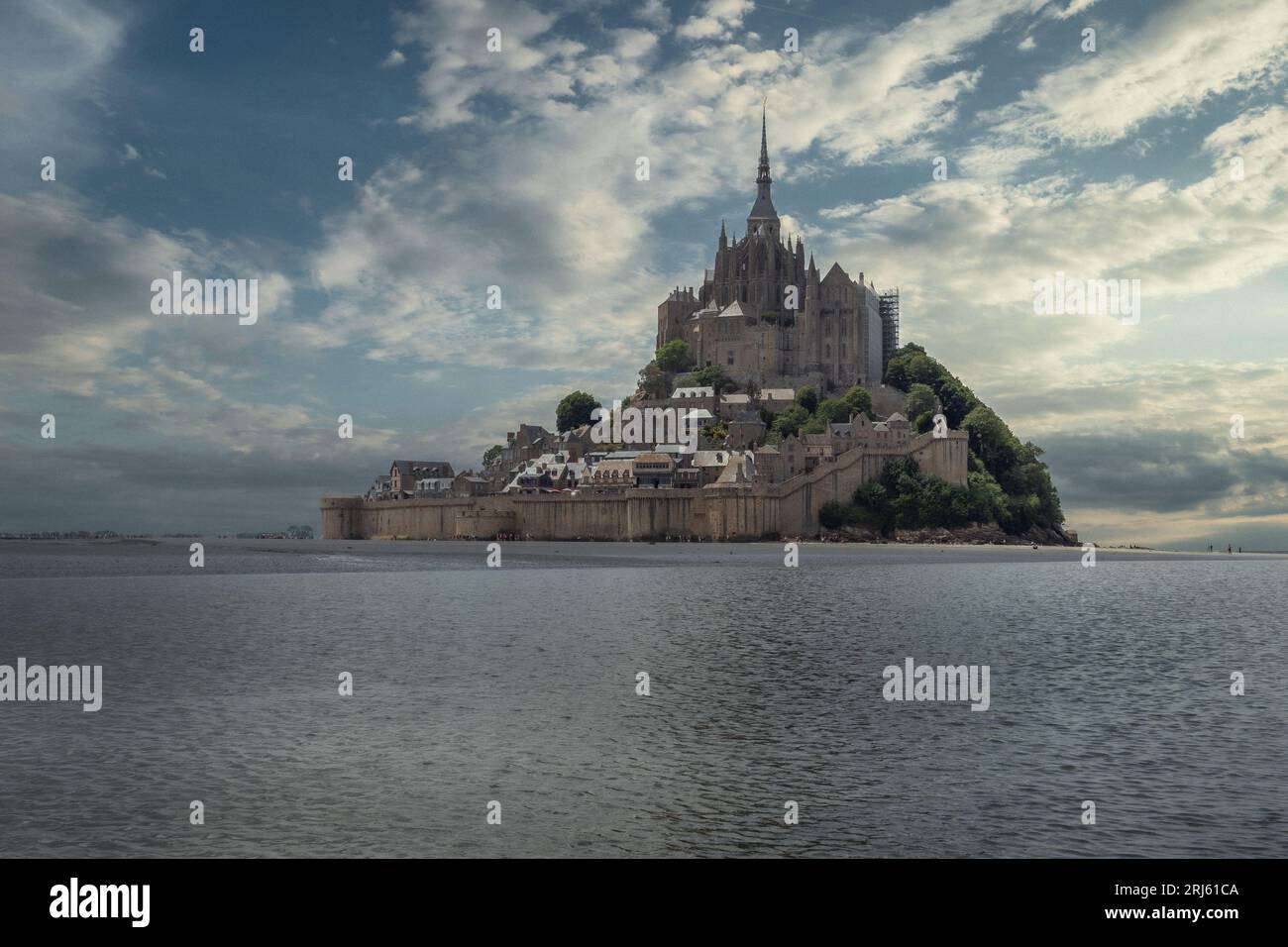 A picturesque view of the historic Mont Saint-Michel castle on the ...