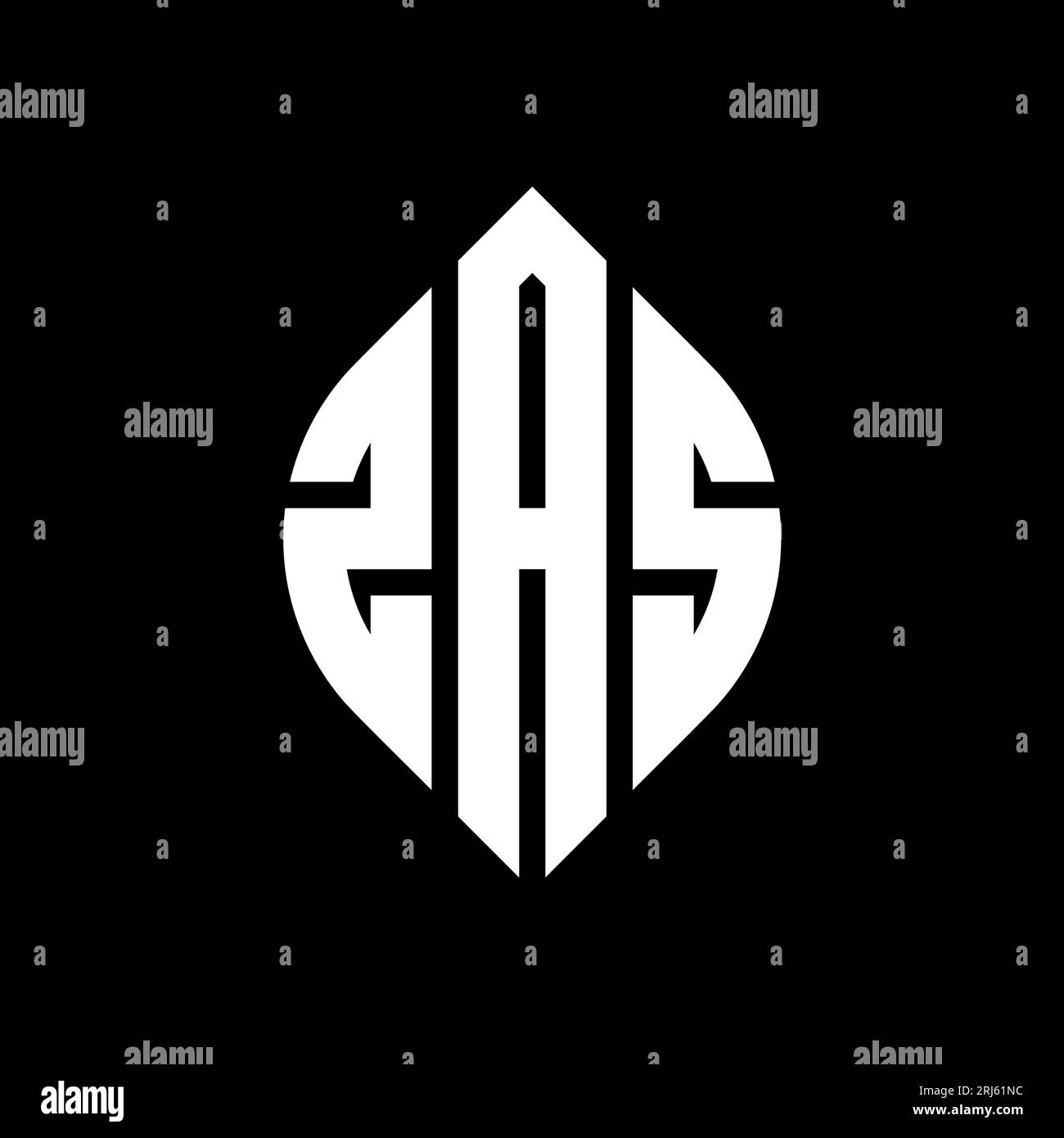ZAS circle letter logo design with circle and ellipse shape. ZAS ...