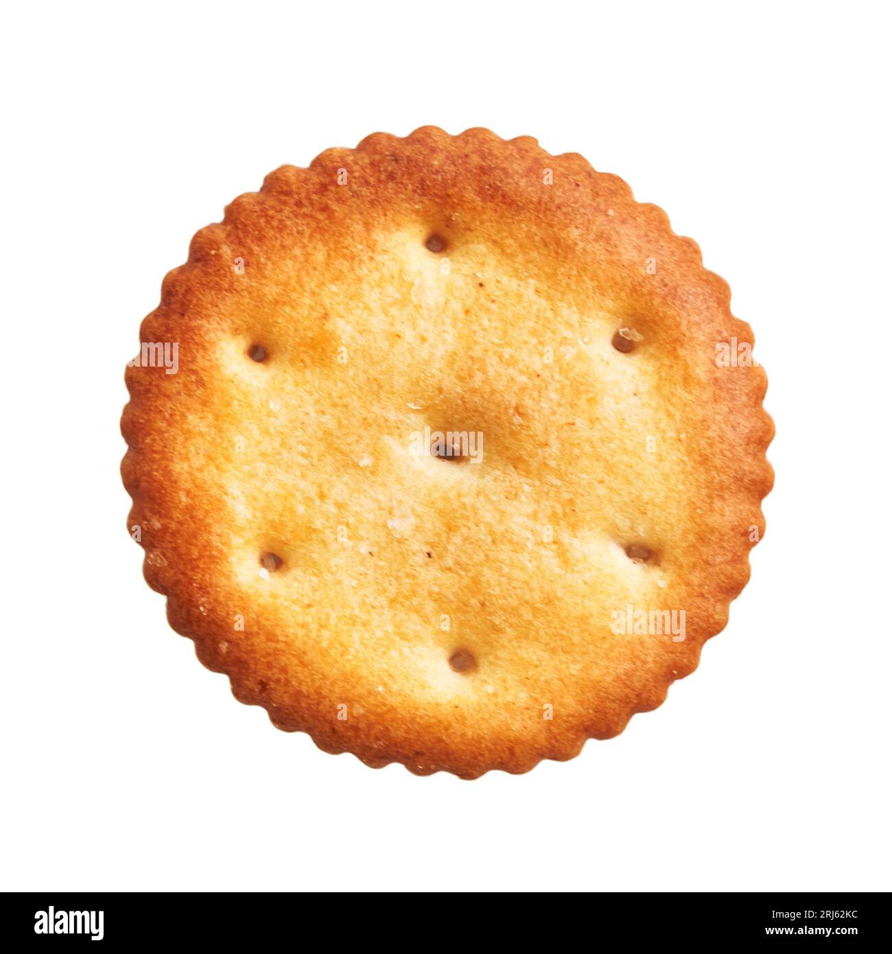 Delicious single salty biscuit over isolated white background Stock ...