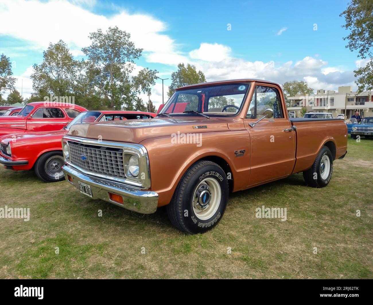 Old brown 1971 Chevrolet Chevy C10 Brava pickup truck on the lawn ...