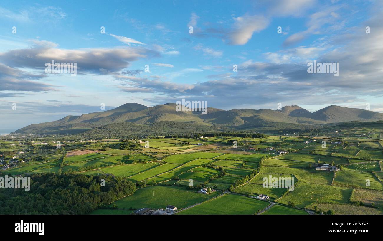 An aerial view of a beautiful mountainous landscape in Ireland Stock ...