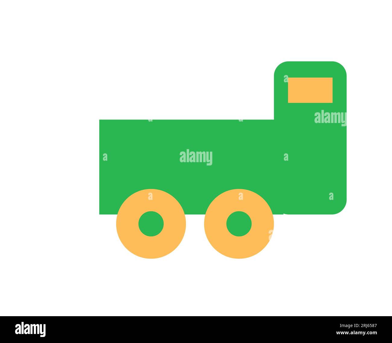 A digital illustration of a simple cartoon lorry on a white background ...