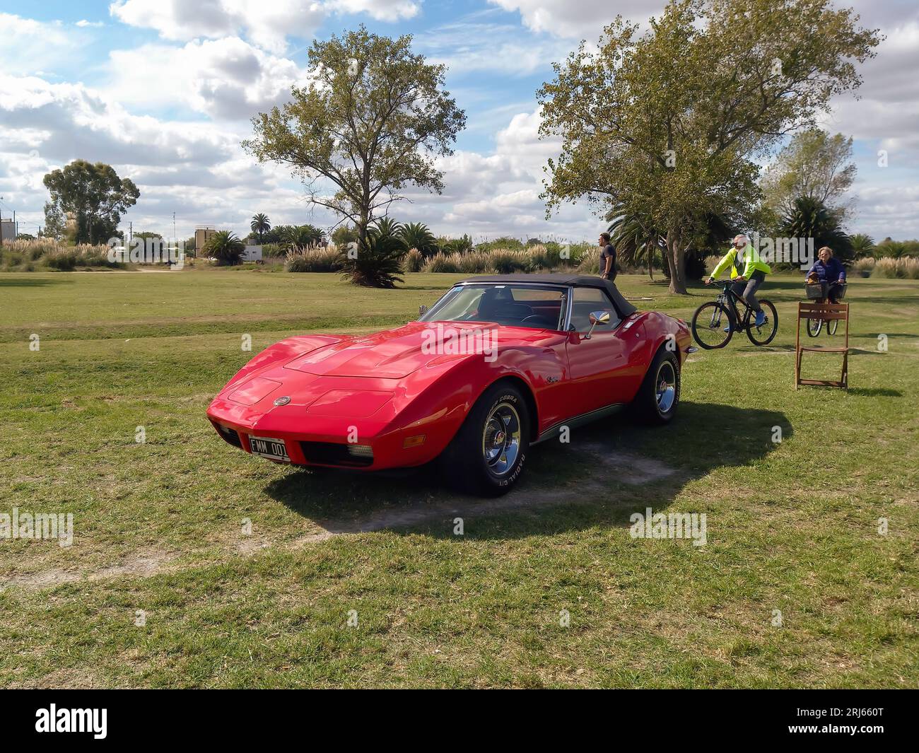 Old red sport 1970s Chevrolet Corvette C3 Stingray convertible roadster ...