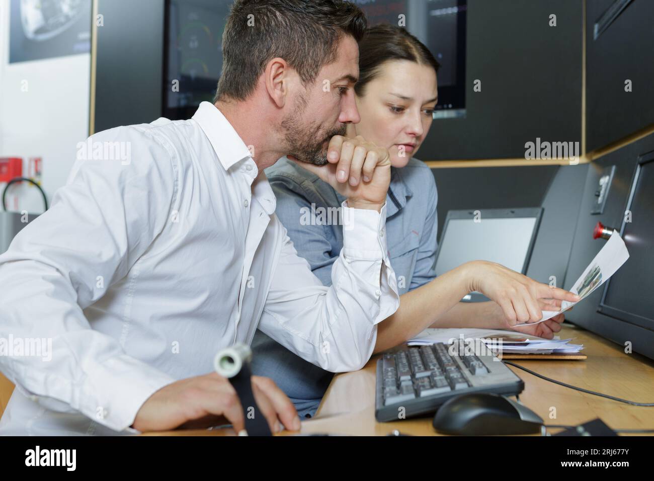 portrait of pleasant employees working together Stock Photo - Alamy