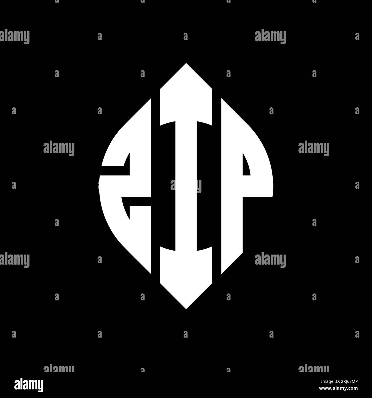 ZIP circle letter logo design with circle and ellipse shape. ZIP ...