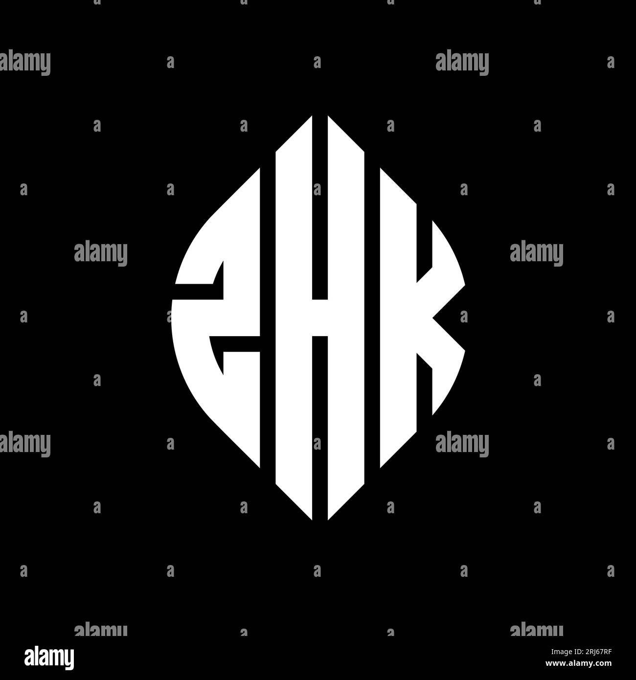 ZHK circle letter logo design with circle and ellipse shape. ZHK ...