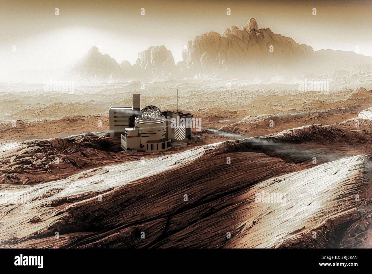 space base on mars 3d illustration Stock Photo - Alamy